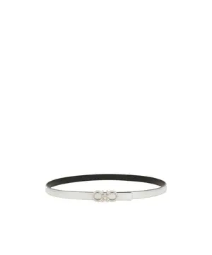 FERRAGAMO Reversible Gancini Belt - Silver/black