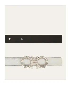 FERRAGAMO Reversible Gancini Belt - Silver/black