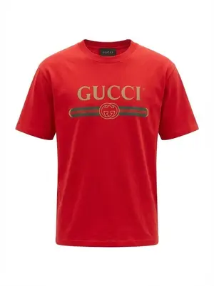 Gucci Logo Printed Jersey T-shirt - Red