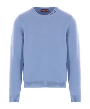 Gucci Crew Neck Knit Jumper - Light Blue