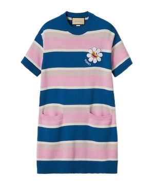 Gucci Striped Knit Dress With Appliqu