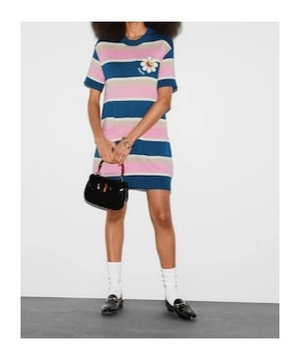 Gucci Striped Knit Dress With Appliqu
