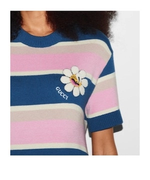 Gucci Striped Knit Dress With Appliqu