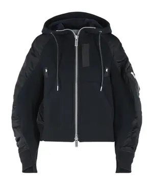 Sacai Zip-up Panelled Hoodie - Black