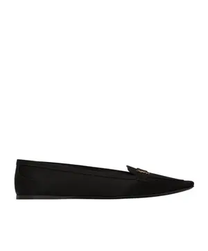 Saint Laurent Logo Plaque Slip-on Flats - Black