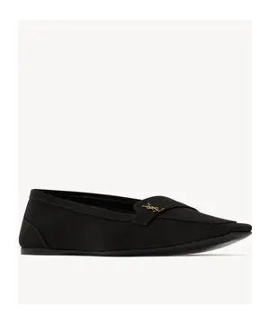Saint Laurent Logo Plaque Slip-on Flats - Black