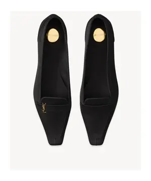 Saint Laurent Logo Plaque Slip-on Flats - Black