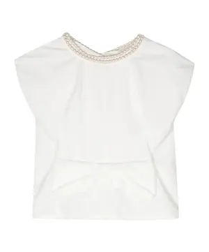 Junya Watanabe Honeycomb-pattern Blouse With Faux Pearl Details
