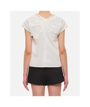 Junya Watanabe Honeycomb-pattern Blouse With Faux Pearl Details