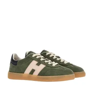 Hogan Suede And Leather H Patch Sneakers - Green