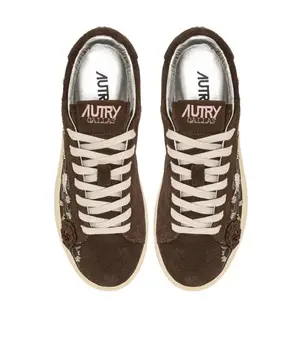 AUTRY Floral Embroidered Lace-up Sneakers - Brown