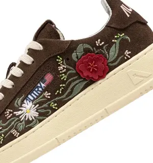 AUTRY Floral Embroidered Lace-up Sneakers - Brown