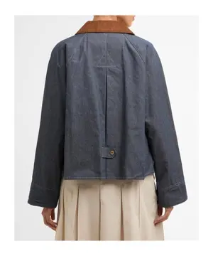 Barbour Zip Up Denim Jacket With Spread Collar - Indigo