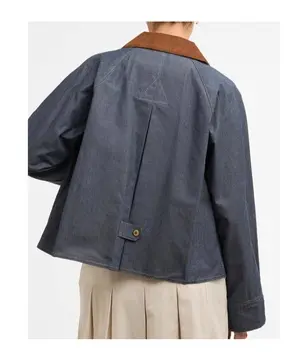 Barbour Zip Up Denim Jacket With Spread Collar - Indigo