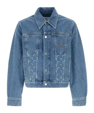 MARINE SERRE Moon Laser Wash Denim Jacket - Blue