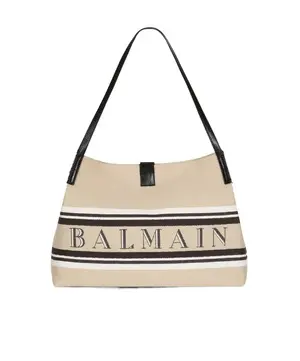 Balmain Logo Shoulder Bag - Beige