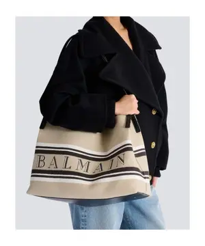 Balmain Logo Shoulder Bag - Beige