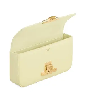 Celine Claude Chain Shoulder Bag In Shiny Calfskin - Light Yellow