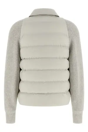 Brunello Cucinelli Down Jacket With Shirt Collar And Snap Closure - Grey