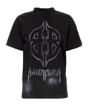 Balenciaga Bb Logo Printed Crewneck T-shirt - Black