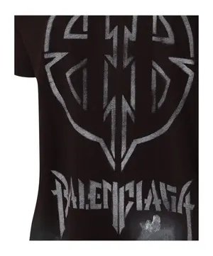 Balenciaga Bb Logo Printed Crewneck T-shirt - Black