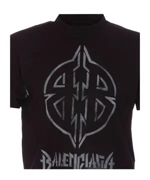 Balenciaga Bb Logo Printed Crewneck T-shirt - Black