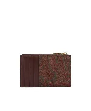 Etro Pegaso Motif Embroidered Zipped Wallet - Red