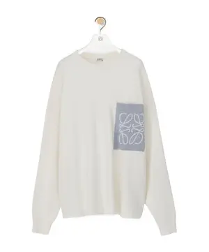 Loewe Anagram-patch Crew Neck Sweatshirt - Beige/gray