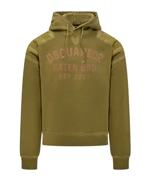 Dsquared2 Loose Fit Hoodie With Branded Detailing - Green