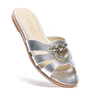 Pinko Milly Logo Plaque Sandals - White