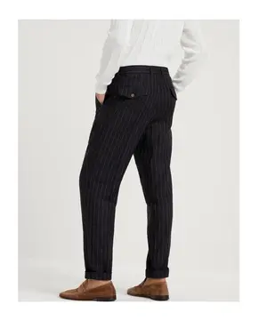 Brunello Cucinelli Chalk-stripe Linen Trousers