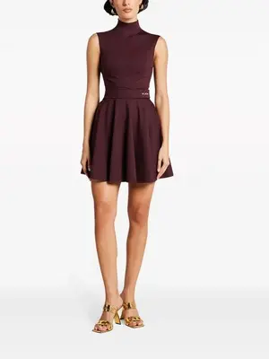 Alaïa Logo-embroidered Mock Neck Mini Dress - Black