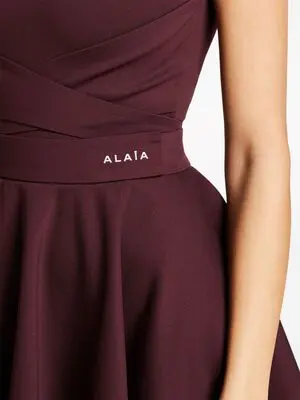 Alaïa Logo-embroidered Mock Neck Mini Dress - Black