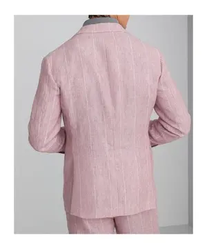 Brunello Cucinelli Pinstripe Linen Blazer - Pink