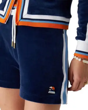 Casablanca Velour Drawstring Shorts With Side Stripe Detail