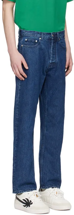 Palm Angels Logo Embroidered Straight Leg Jeans