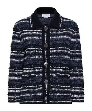 Thom Browne Bouclé Construction Tweed Jacket - Navy Blue