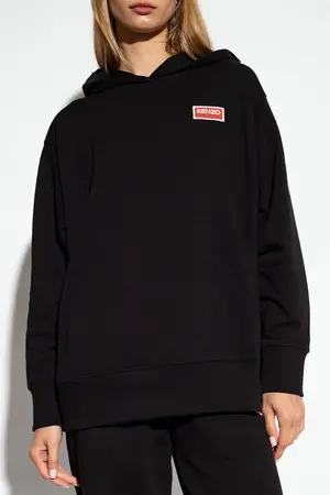 Kenzo Logo Embroidered Hoodie - Black