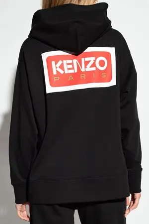 Kenzo Logo Embroidered Hoodie - Black