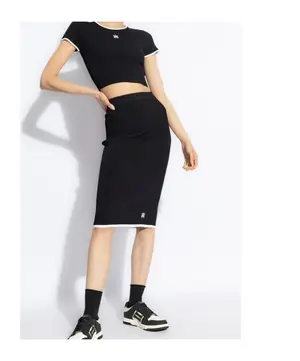 Amiri Ribbed Embroidered Logo Cropped Top - Black