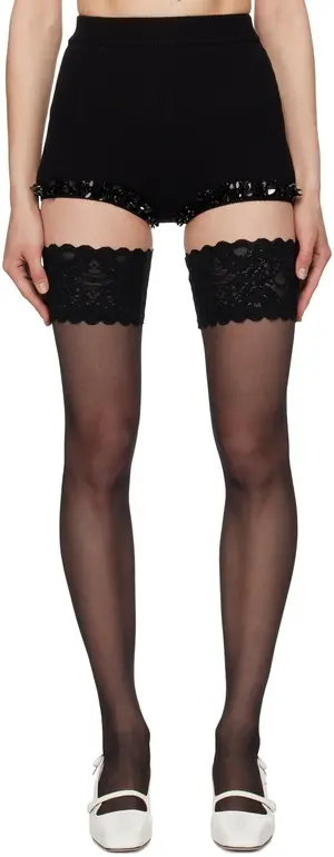 SHUSHU/TONG Sequined Rib Knitted Shorts