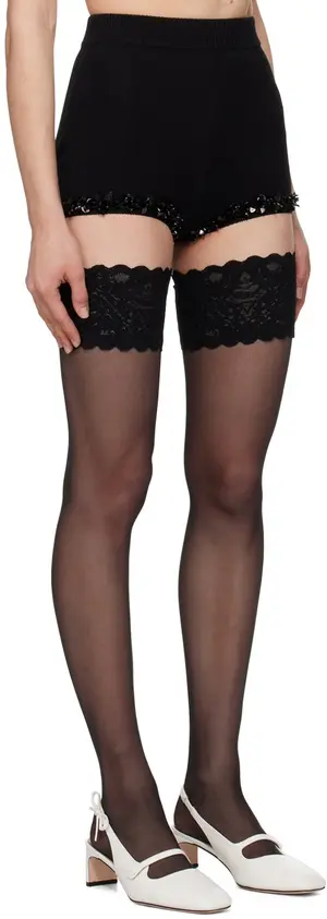 SHUSHU/TONG Sequined Rib Knitted Shorts