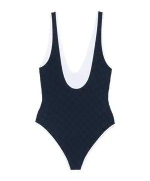 Gucci Logo Patterned V-neck One-piece Swimsuit - Black