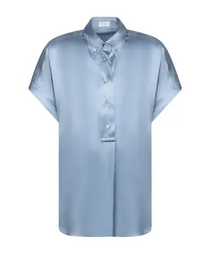 Brunello Cucinelli Short Sleeve Buttoned Blouse - No