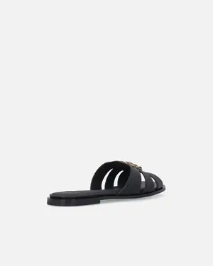 Pinko Love Birds Cut-out Flat Sandals - Black