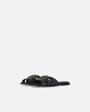 Pinko Love Birds Cut-out Flat Sandals - Black