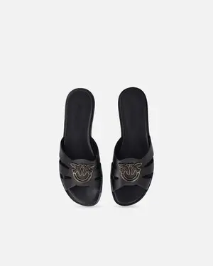 Pinko Love Birds Cut-out Flat Sandals - Black