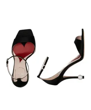 ROGER VIVIER Embellished Satin High Heel Sandals - Black
