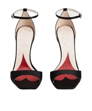 ROGER VIVIER Embellished Satin High Heel Sandals - Black