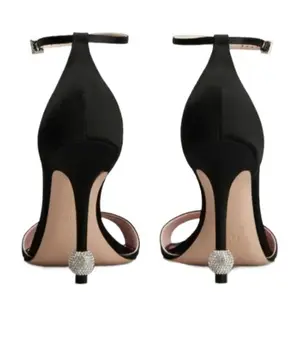 ROGER VIVIER Embellished Satin High Heel Sandals - Black